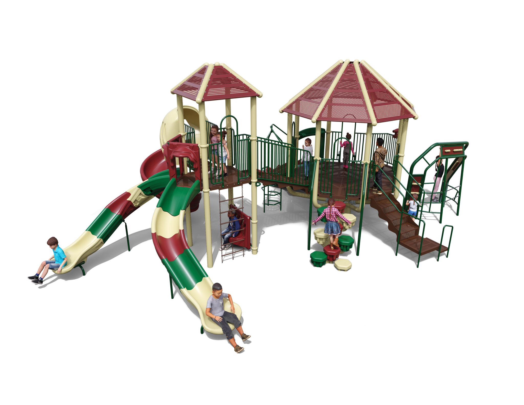 Center Stage Playground- Dual Pyramid Roofs | Ages 5-12
